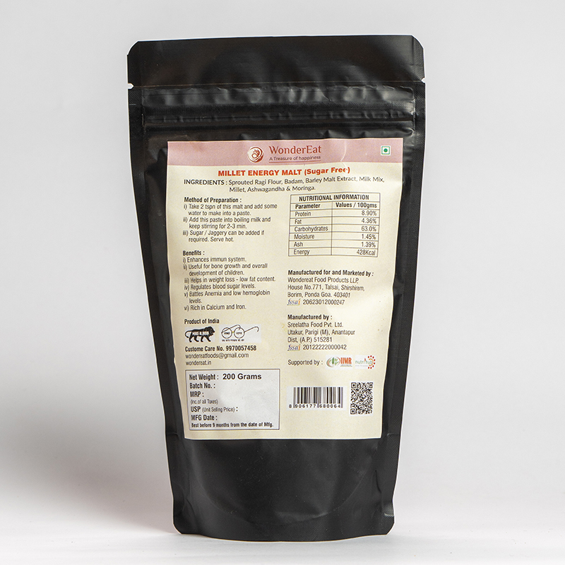 Millet Energy Malt Sugar Free – WonderEat
